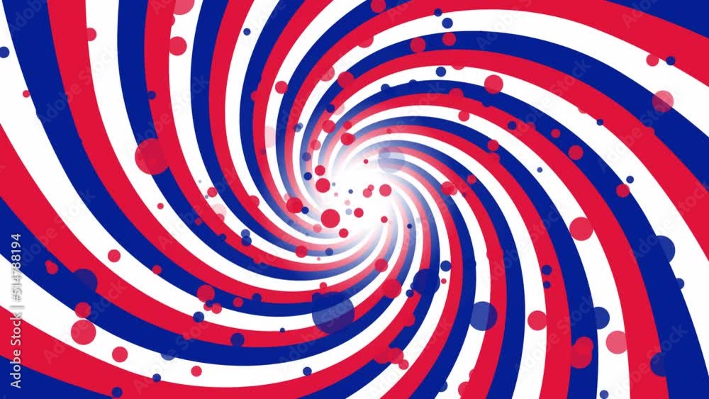 Tricolor color radial lines spin around the center of a 4K translucent ...