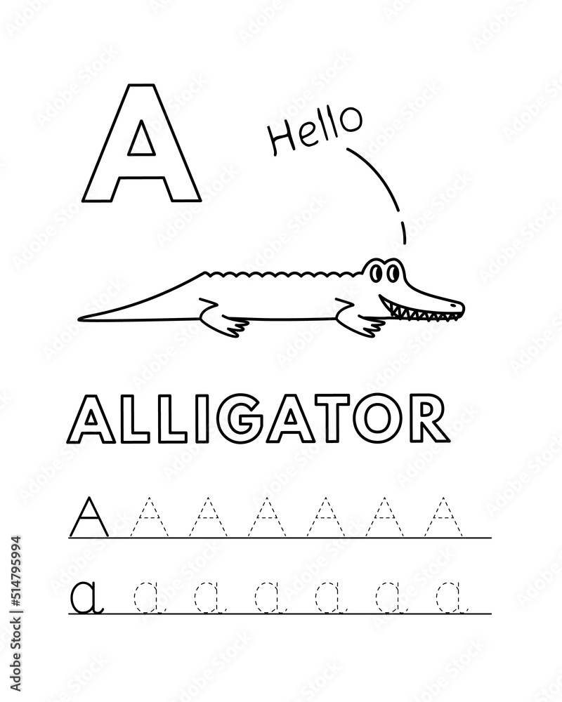 Alphabet with cute cartoon animals isolated on white background ...