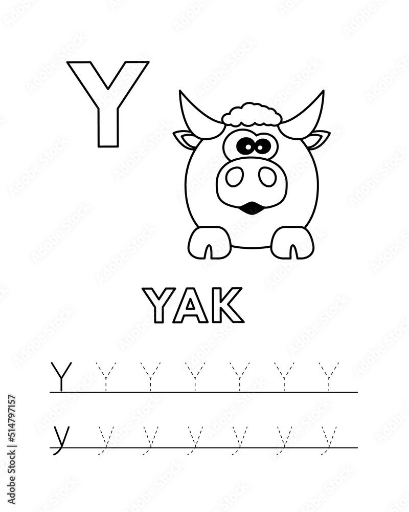 Alphabet with cute cartoon animals isolated on white background ...