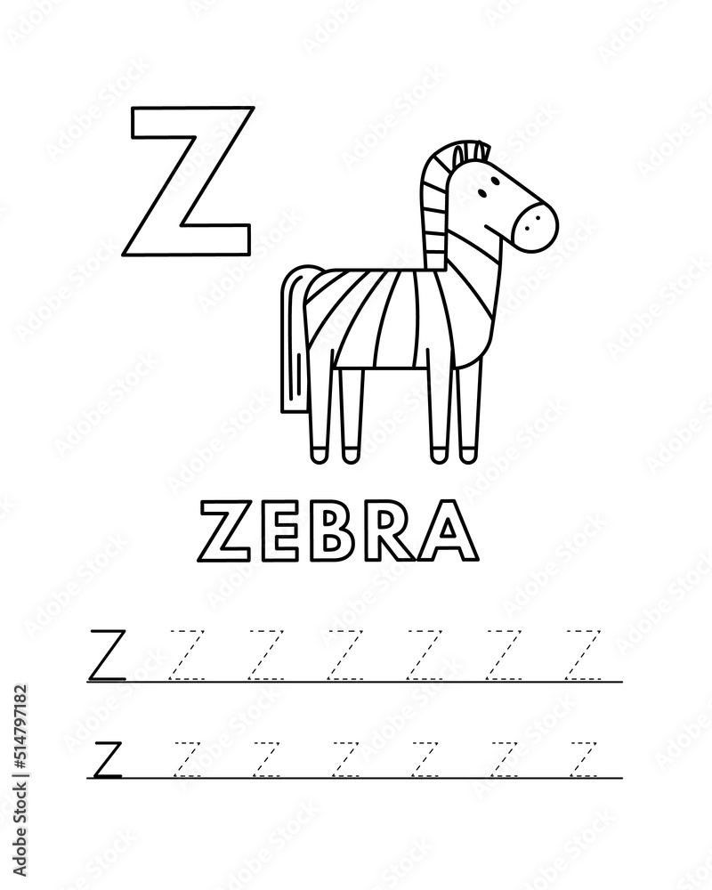 Alphabet with cute cartoon animals isolated on white background ...