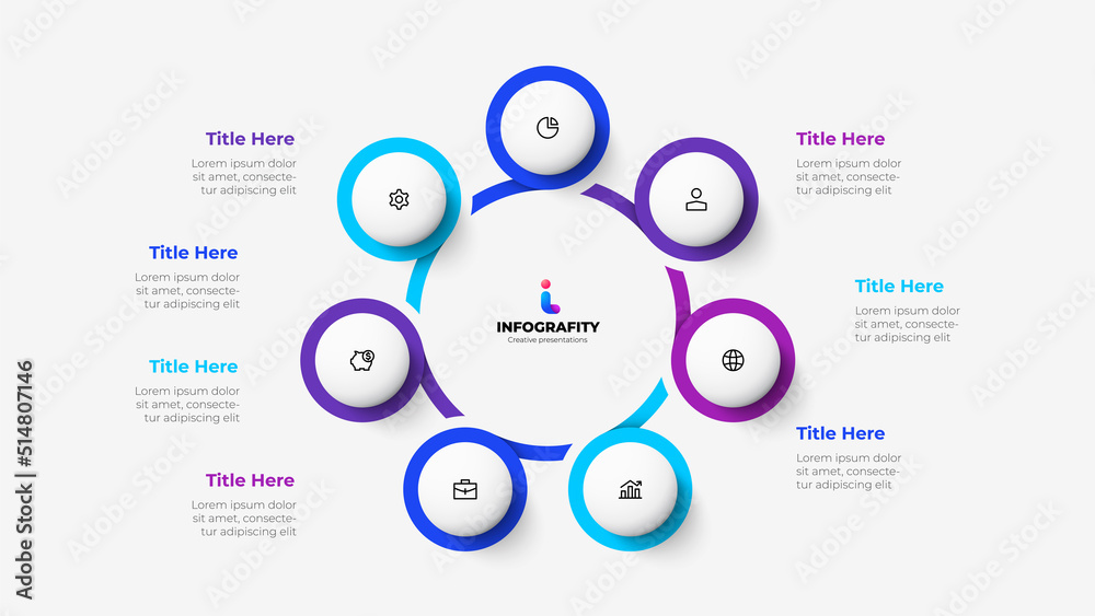 Vector infographic. Abstract cycle diagram divided into 7 parts ...