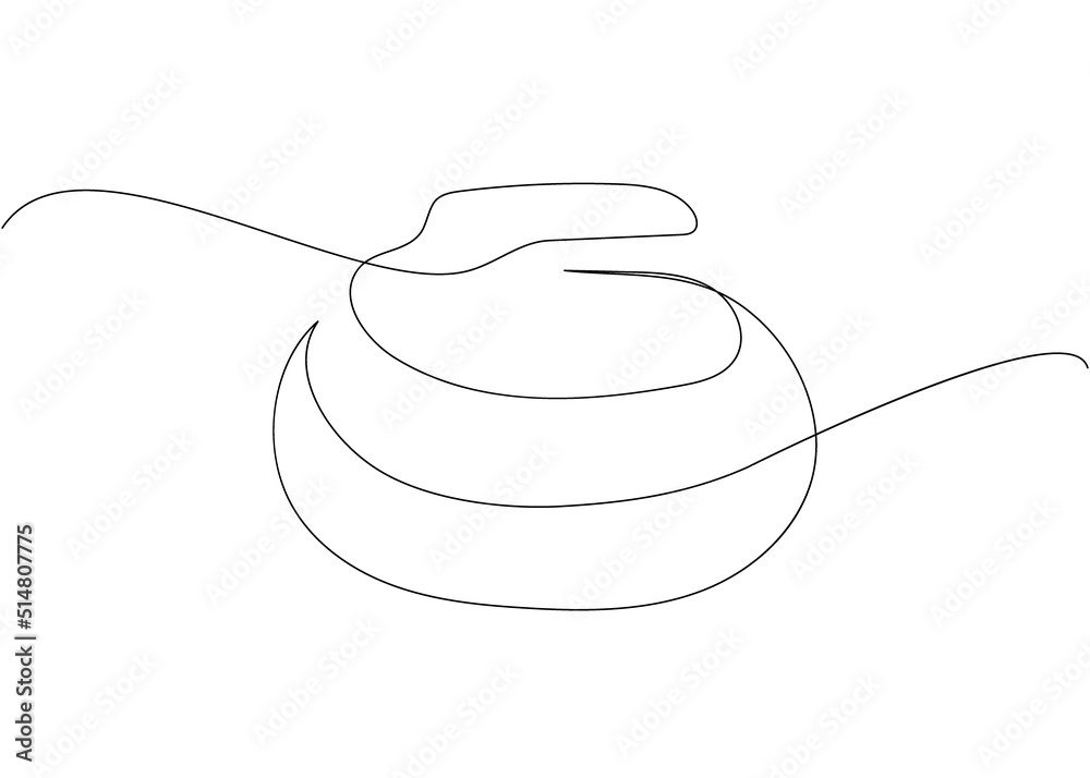 Curling stone one line art. Continuous line drawing of sport, winter ...