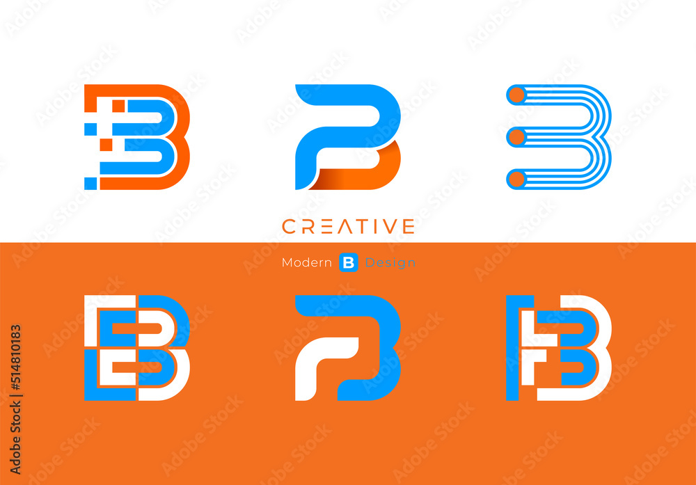 Letter B, modern alphabet, fonts, characters design, vector ...
