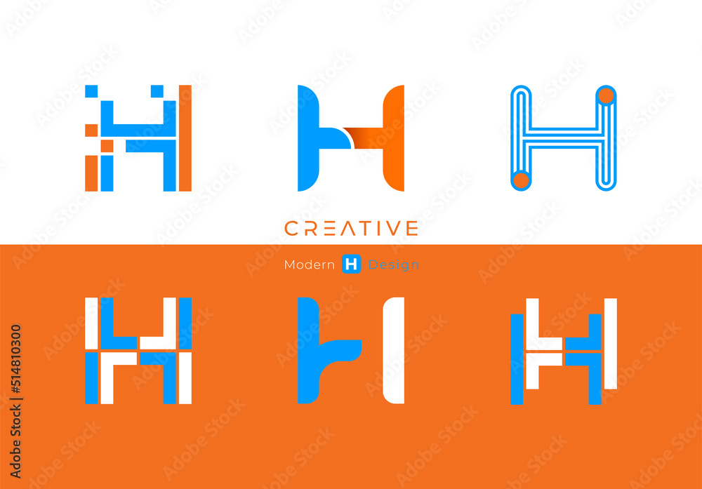 Letter H, modern alphabet, fonts, characters design, vector ...