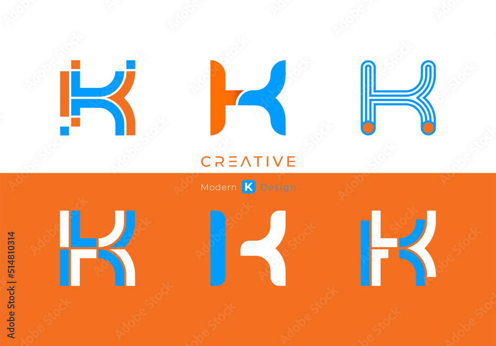 Letter K, modern alphabet, fonts, characters design, vector ...