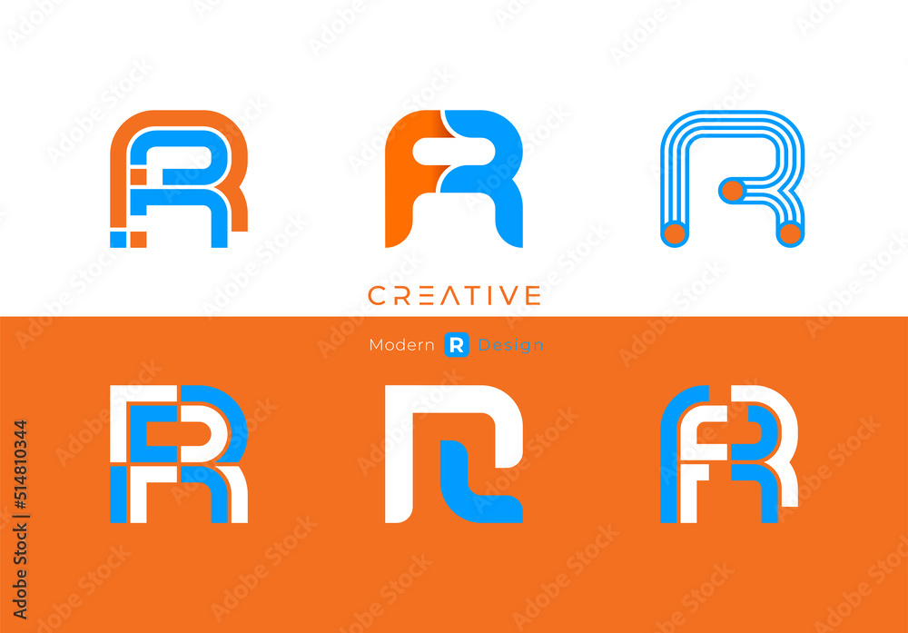 Letter R, modern alphabet, fonts, characters design, vector ...