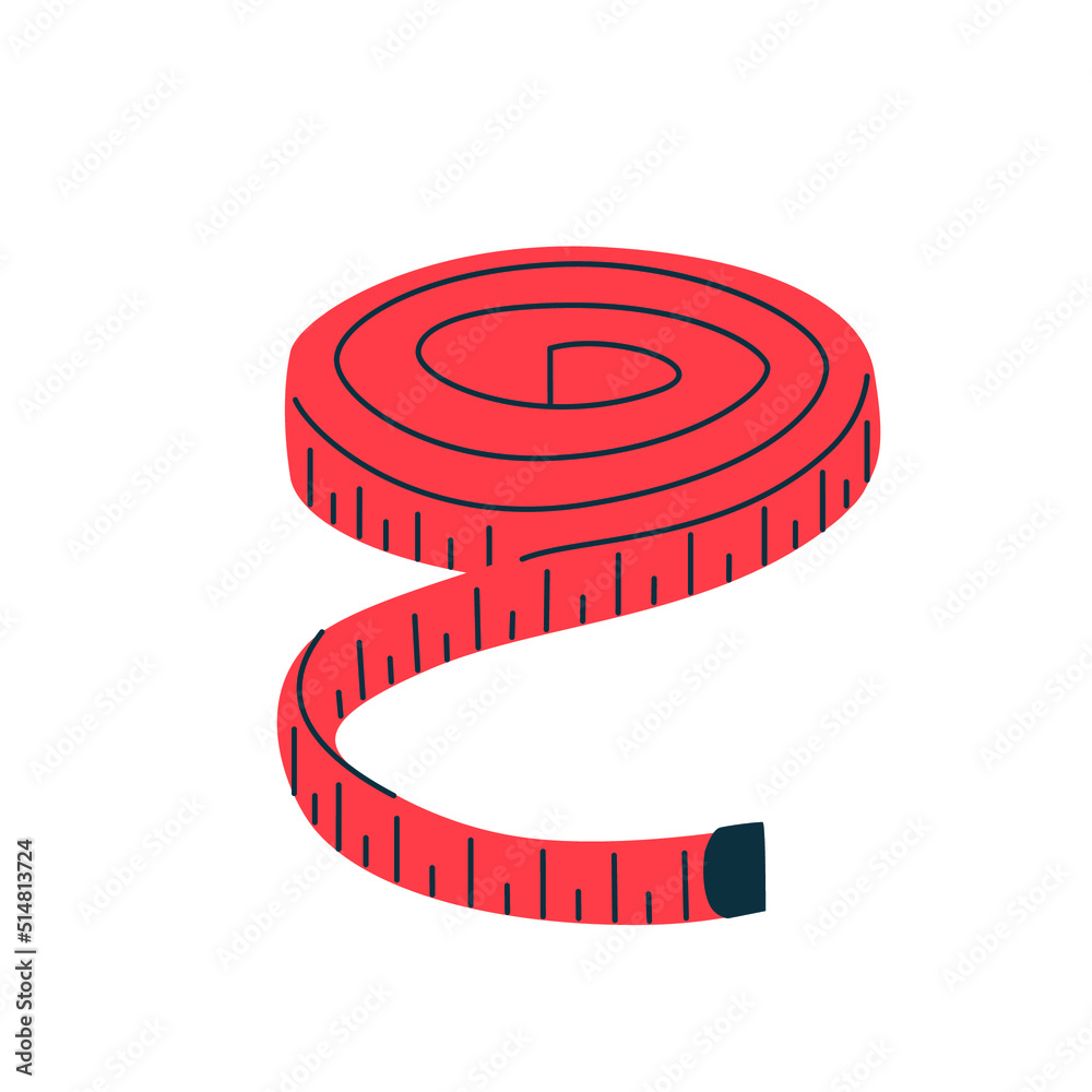 Flexible tape for measuring. Cute body measure tape in simple doodle ...