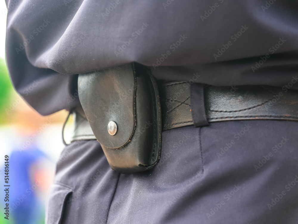 Formation of the Russian police squad rear view, side view. A policeman ...