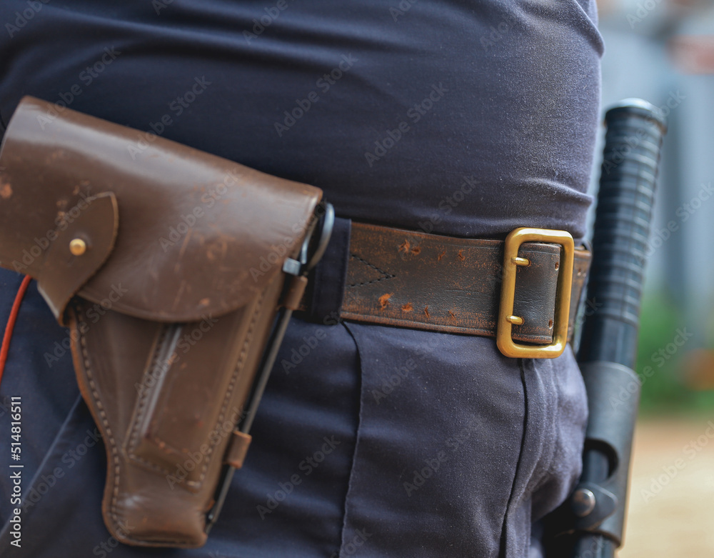 Formation of the Russian police squad rear view, side view. A policeman ...
