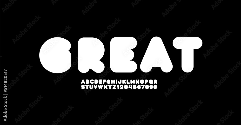 Rounded font, ultra bold alphabet, letters and numbers made in cartoon ...