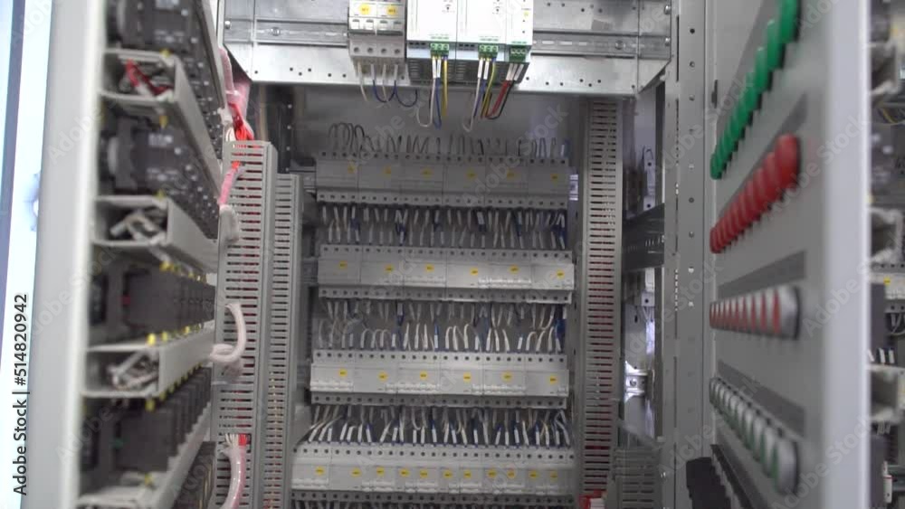 Control power plant board. Action. Industrial electrical equipment with ...