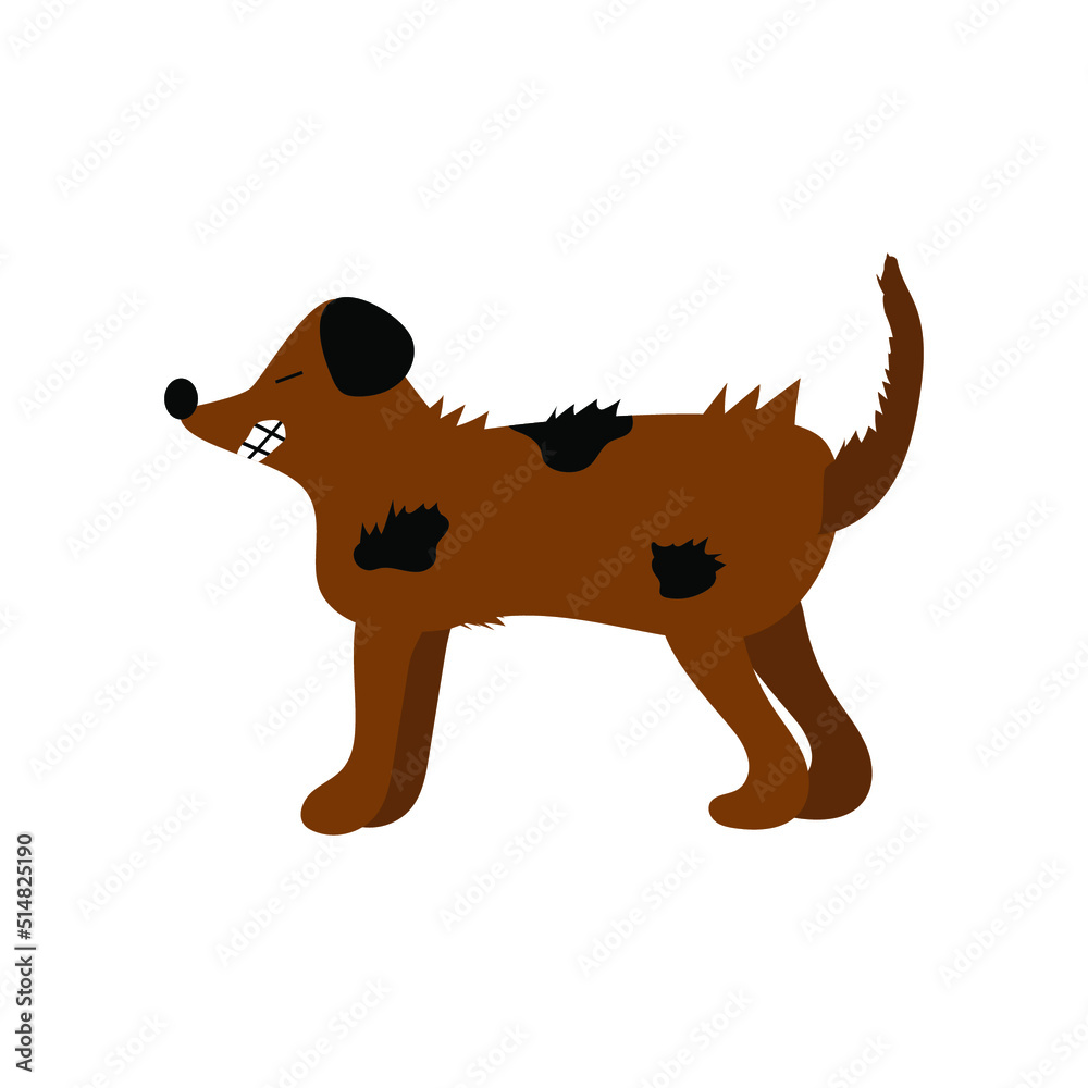 Angry dog. Vector illustration of an annoyed dog. Brown dog. The dog ...
