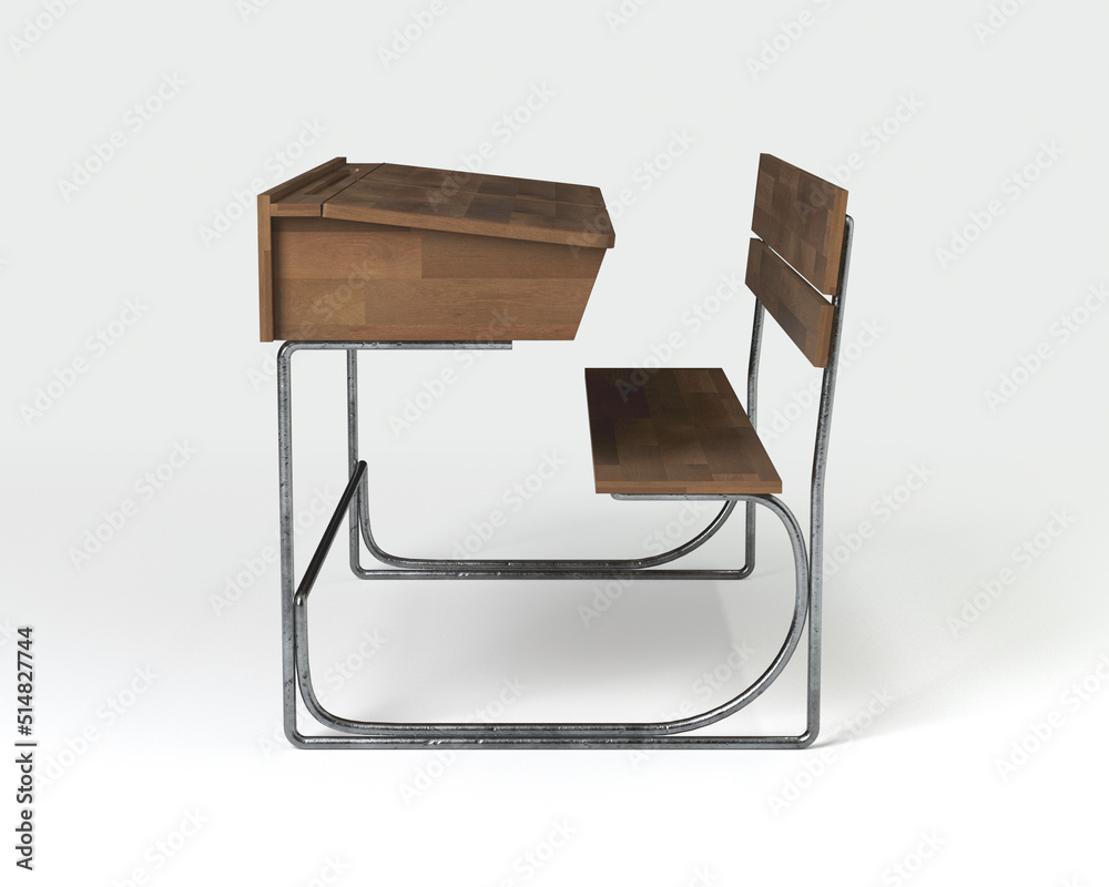 Vintage Double Wooden School Desk Stock Illustration | Adobe Stock