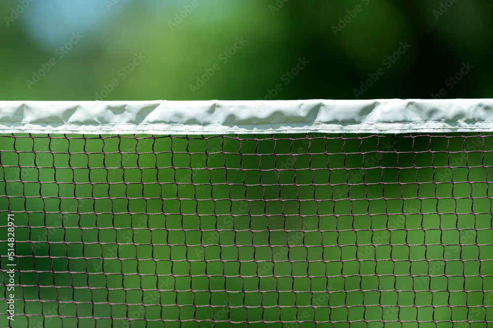 Badminton net outside on badminton court, closeup view of badminton net ...