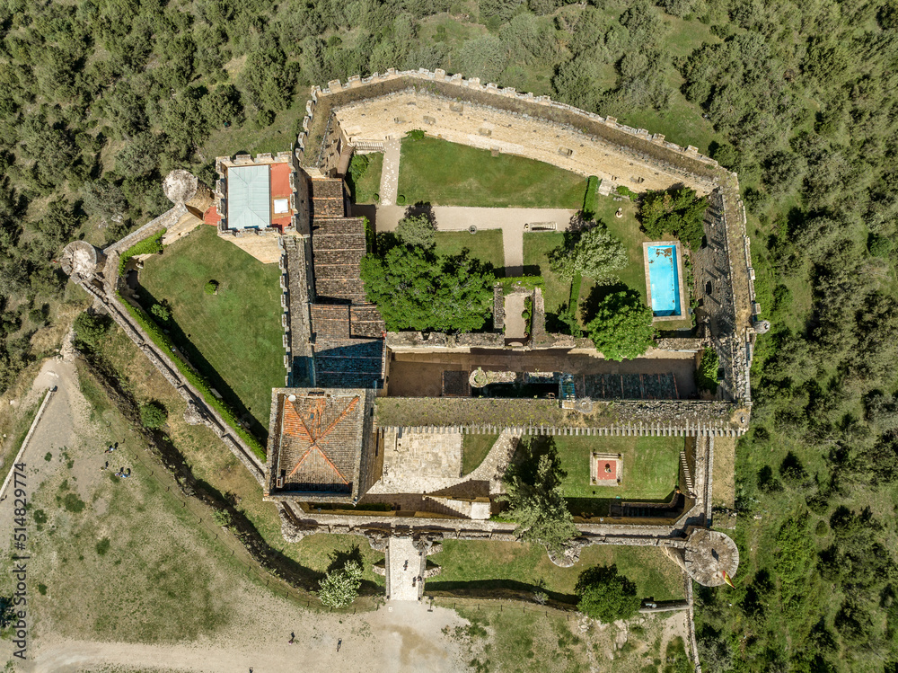 Aerial top down ground plan view of Pedraza castle in Spain near ...