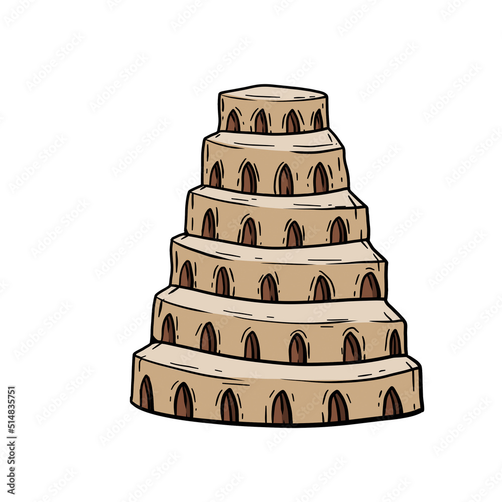 Tower of Babel. Ancient city Babylon of Mesopotamia and Iraq. Biblical ...
