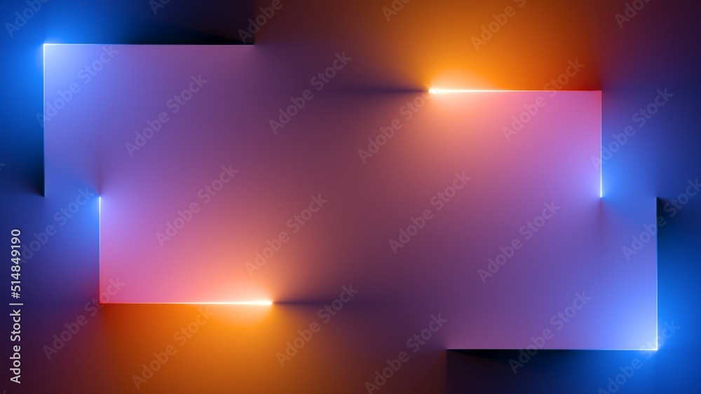 3d render, abstract geometric neon gradient background Stock ...