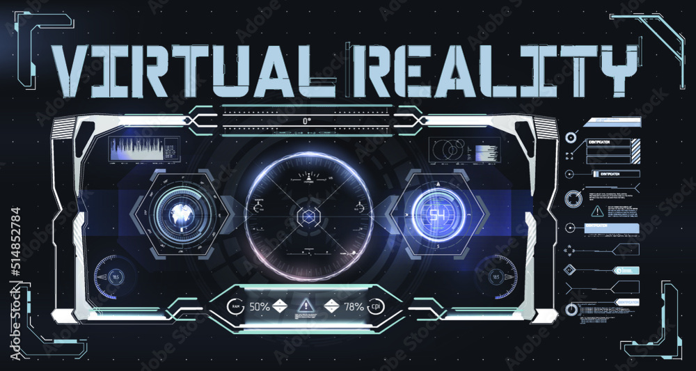 Sci-fi digital interface elements HUD for Game, UI, UX, KIT. VR, icons ...