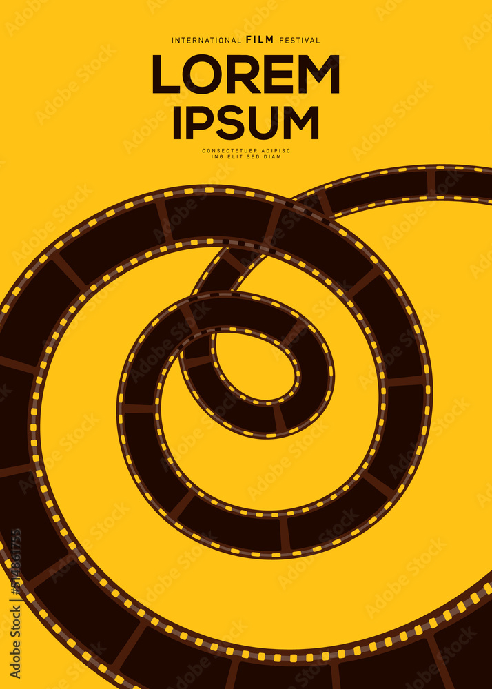 Movie and film poster design template background with filmstrip Stock ...