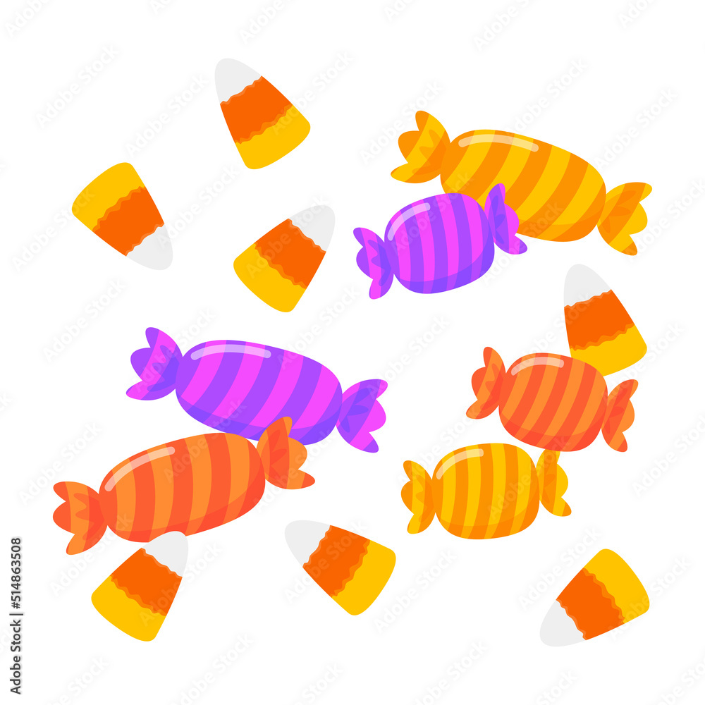 Vector illustration of halloween candy isolated on background. Stock ...