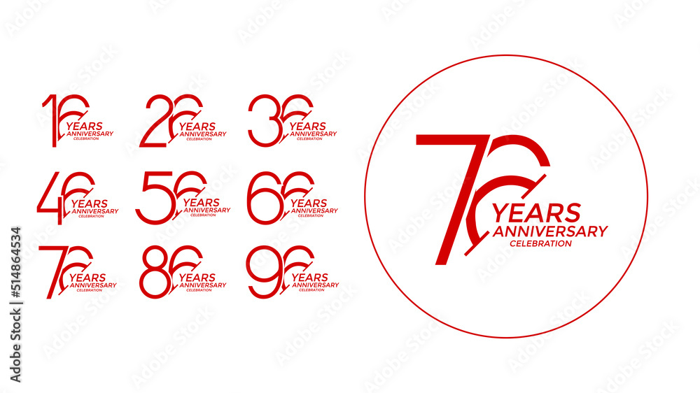 set of anniversary logo style red color on white background for ...