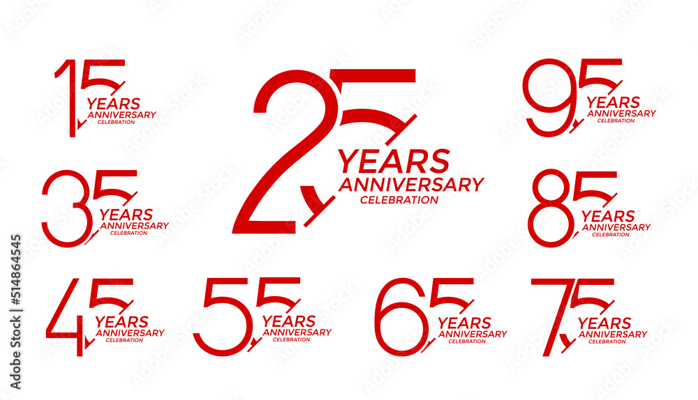 set of anniversary logo style red color on white background for ...