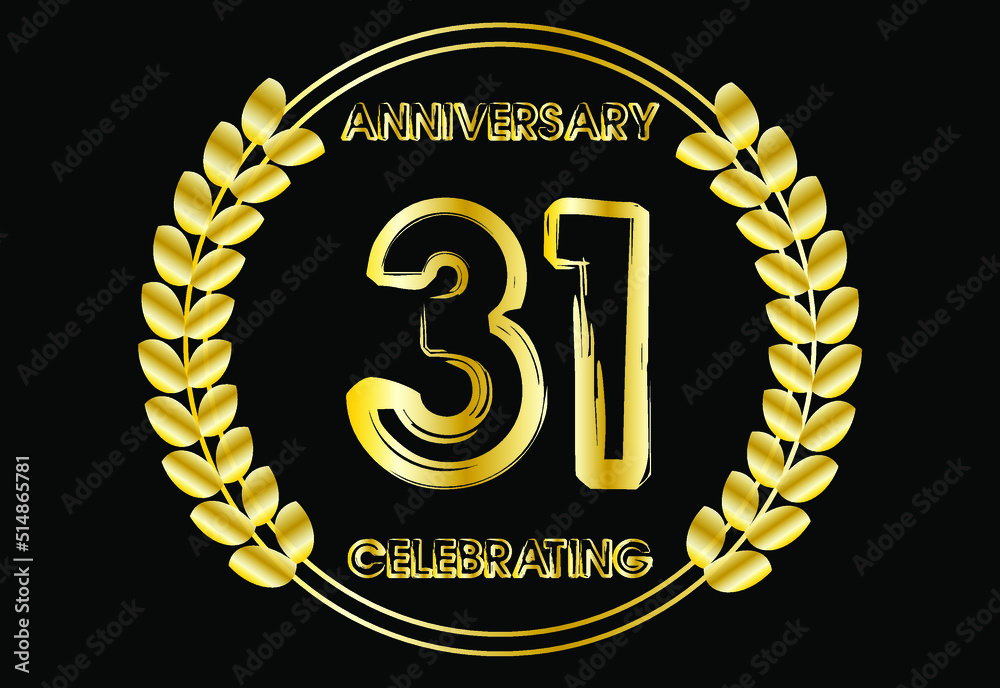 31 years gold anniversary celebration luxury logo. Vector with golden ...