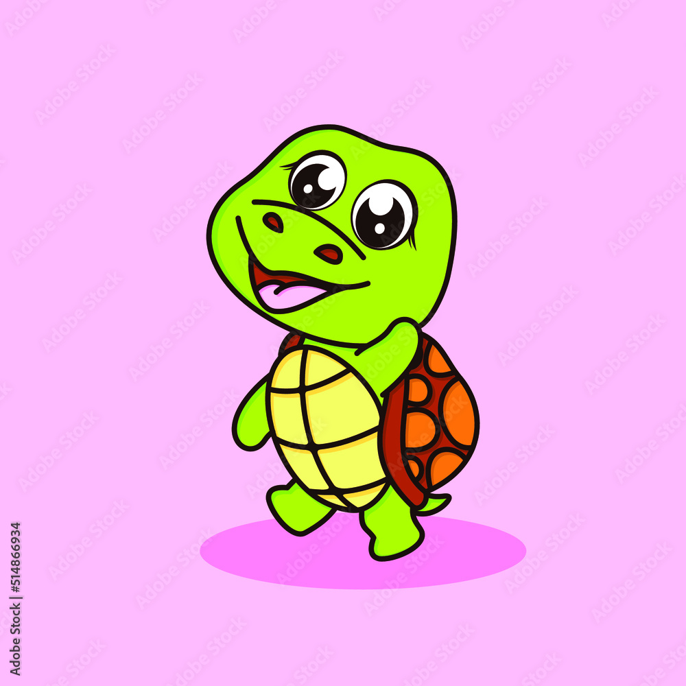 Cute turtle cartoon vector icon illustration. flat cartoon style Stock ...