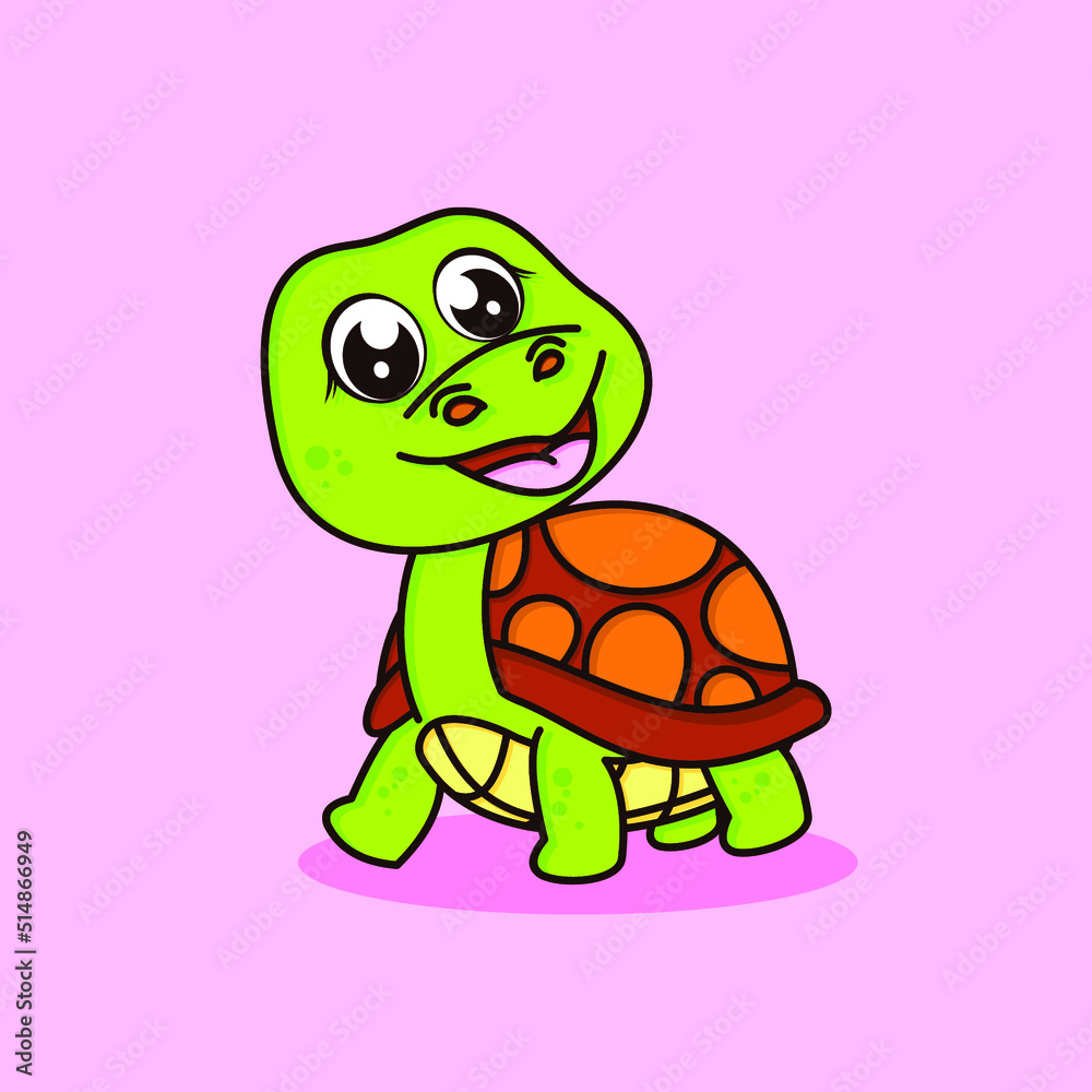 Cute turtle cartoon vector icon illustration. flat cartoon style Stock ...