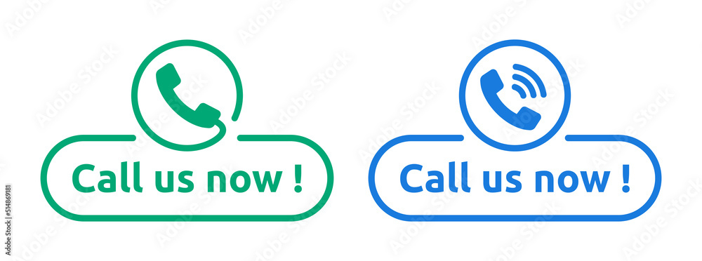 Call us now button vector with phone icon illustration. Stock Vector | Adobe Stock