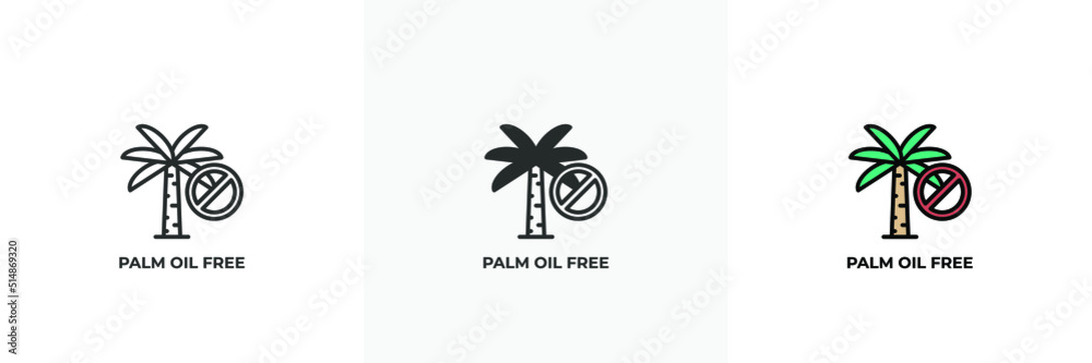 palm oil free icon. Line, solid and filled outline colorful version ...