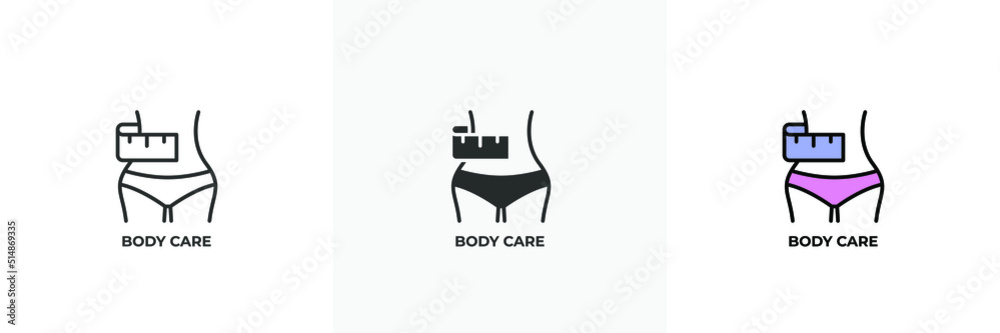 body care icon. Line, solid and filled outline colorful version ...