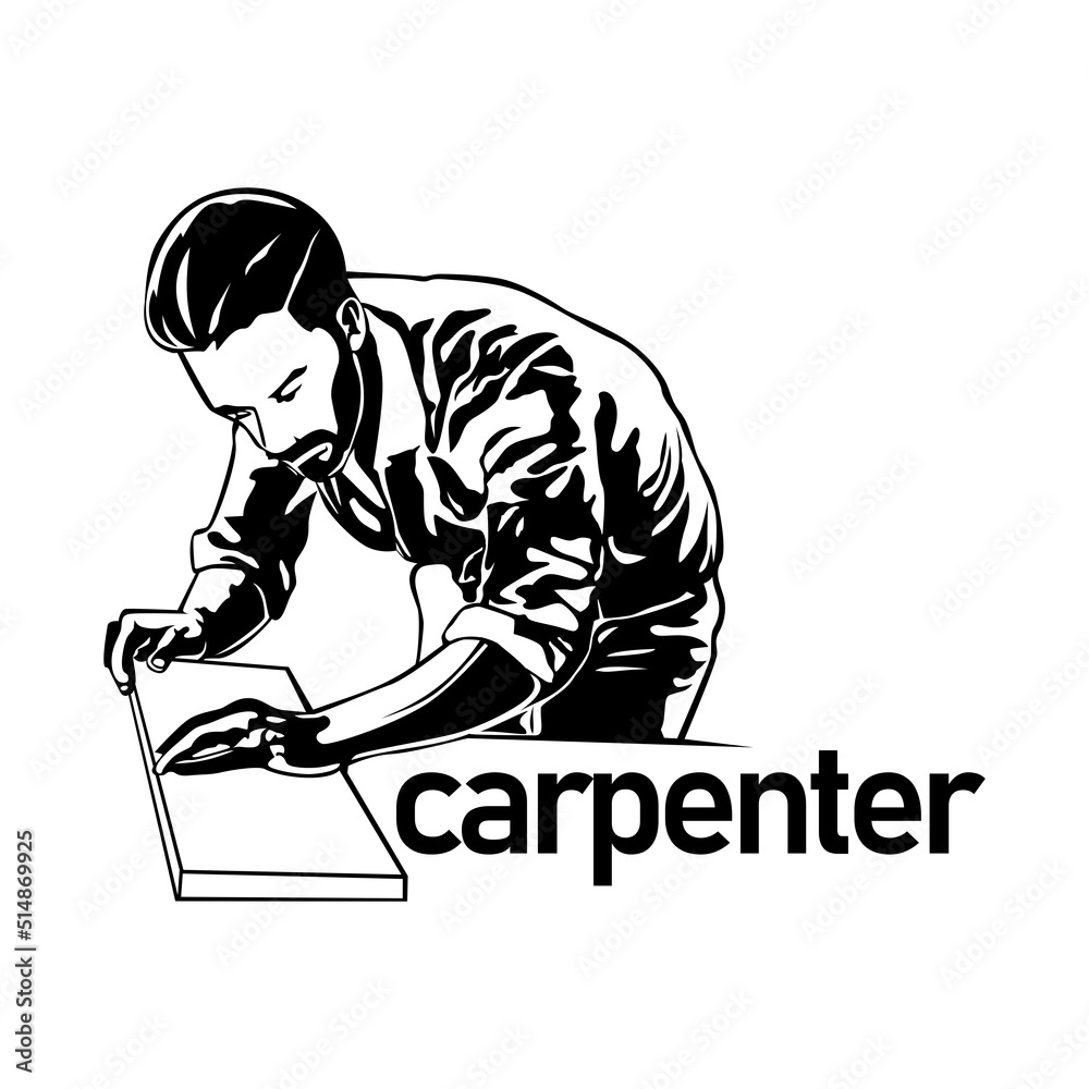 carpenter illustration logo icon sketch design vector Stock Vector ...
