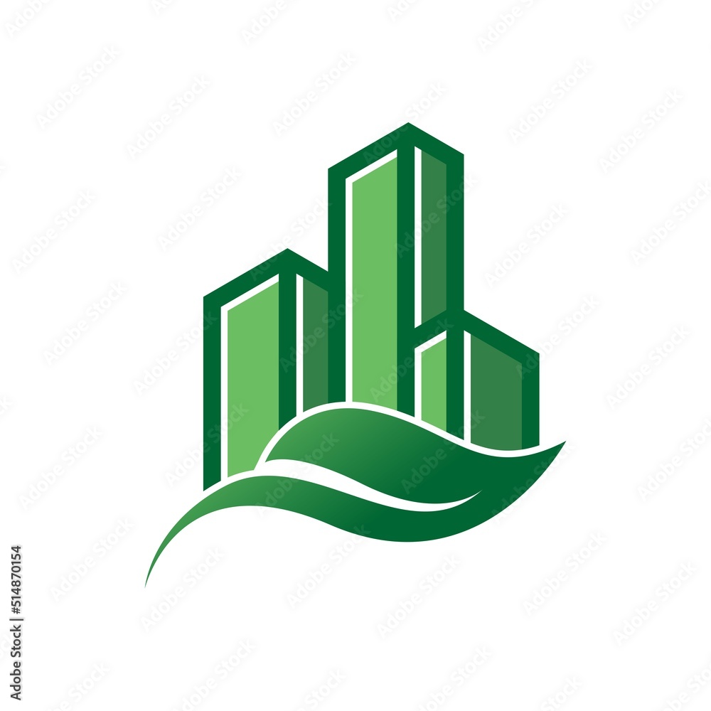 Green building city logo design. Illustration of Green building with ...