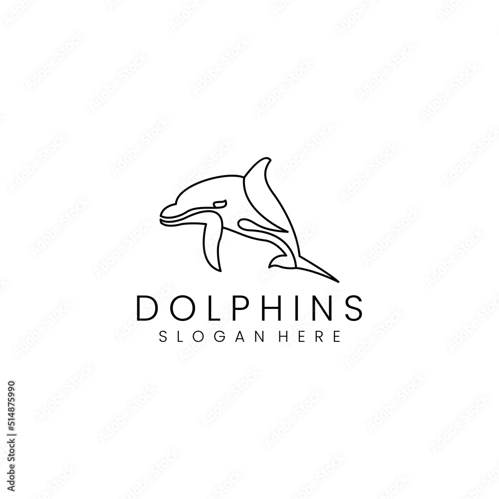 Dolphins logo design icon template Stock Vector | Adobe Stock