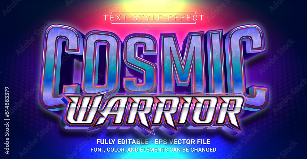 Cosmic Warrior Text Style Effect. Editable Graphic Text Template. Stock ...
