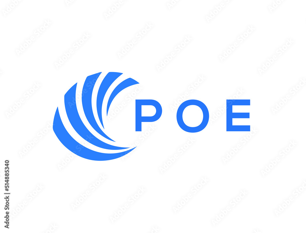 POE Flat accounting logo design on white background. POE creative ...