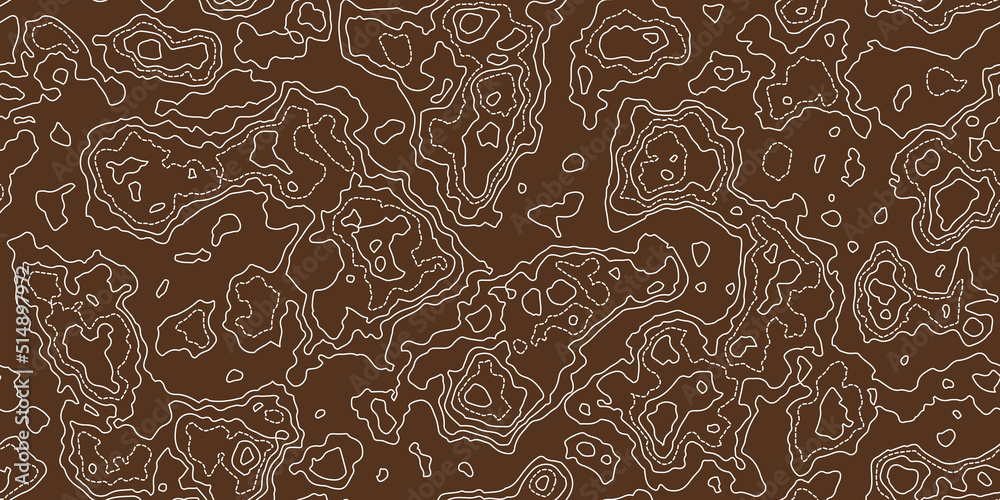 Topography map seamless pattern. Brown and white abstract topographic ...