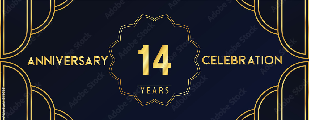 14 years anniversary celebration design template Vector. Premium design ...