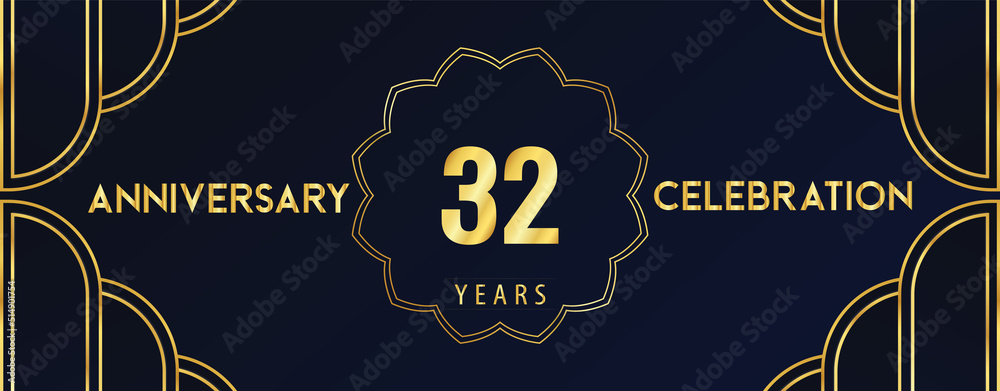 32 years anniversary celebration design template Vector. Premium design ...