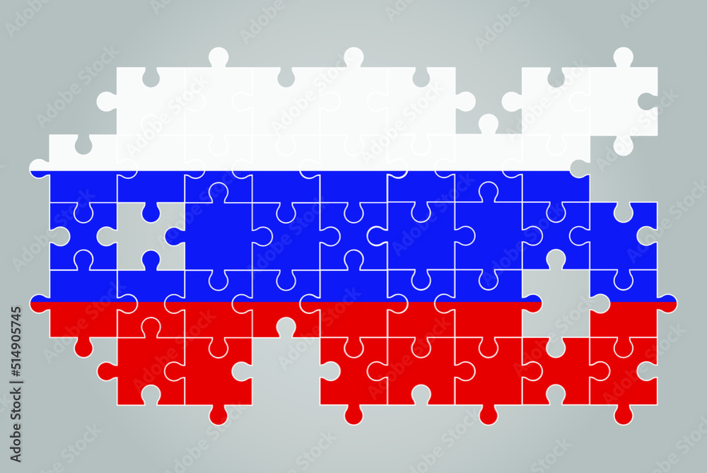 Russia flag shape of jigsaw puzzle vector, puzzle map, Russia flag for ...
