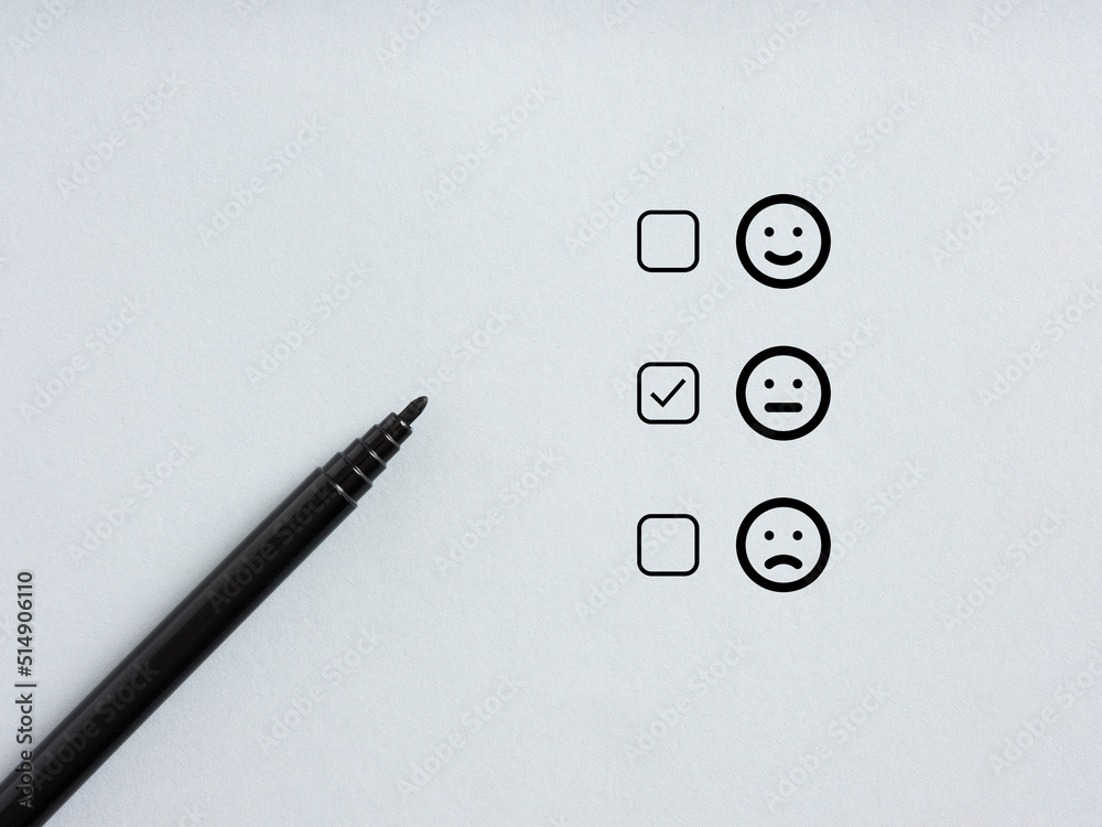 Tick placed in checkbox of selected neutral emoticon. Customer ...