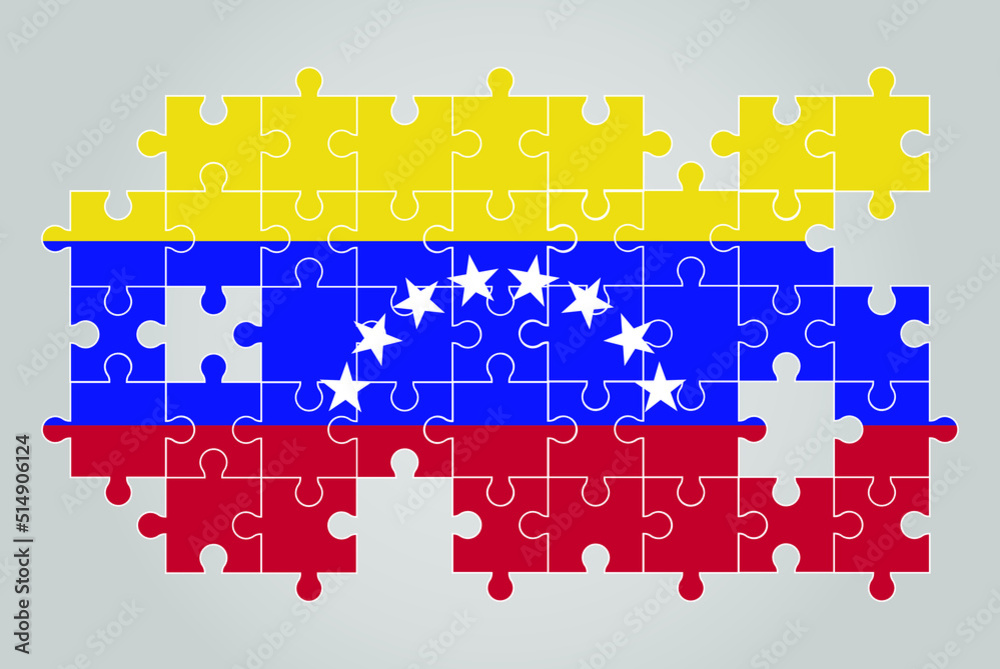 Venezuela flag shape of jigsaw puzzle vector, puzzle map, Venezuela ...