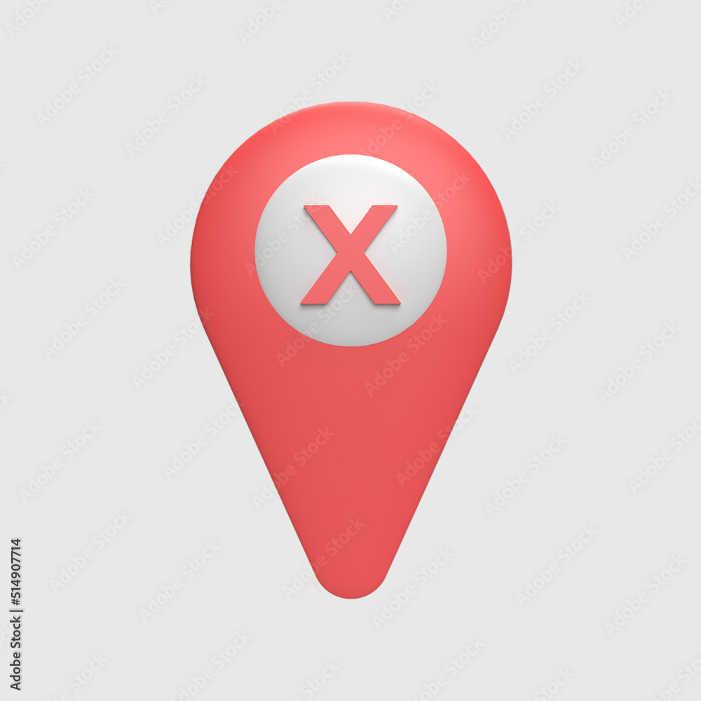 3D pin map with Cross mark. Rendered illustration Stock Illustration ...