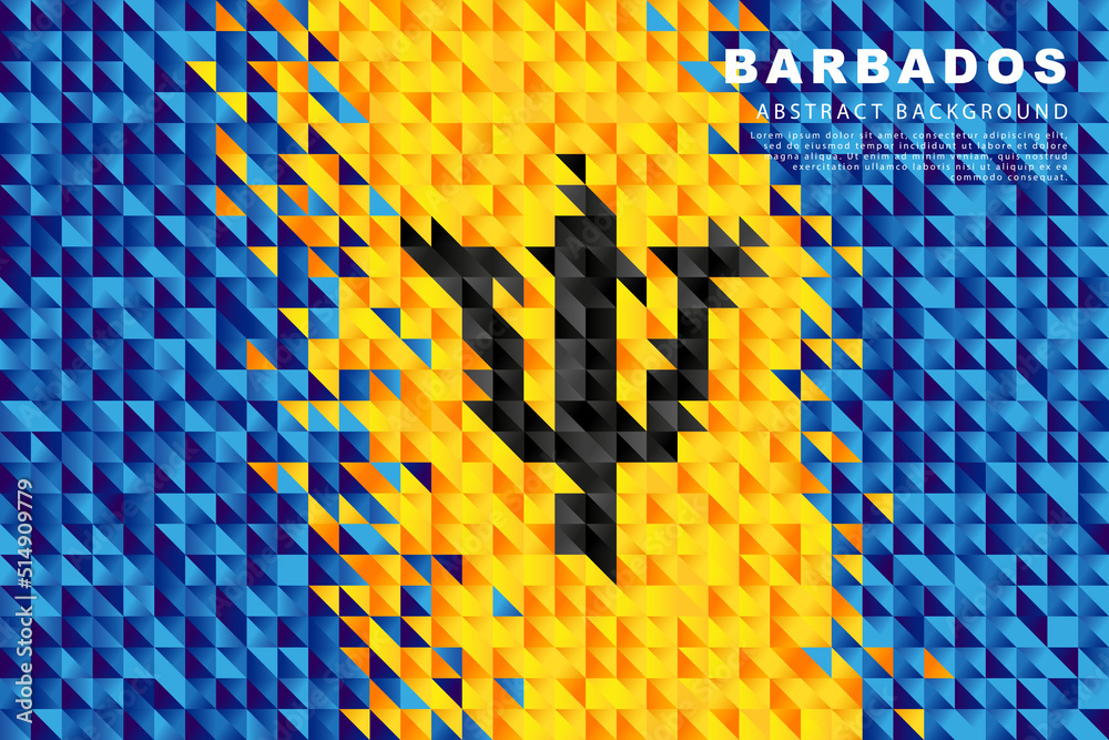 Flag of Barbados. Abstract background of small triangles in the form of ...