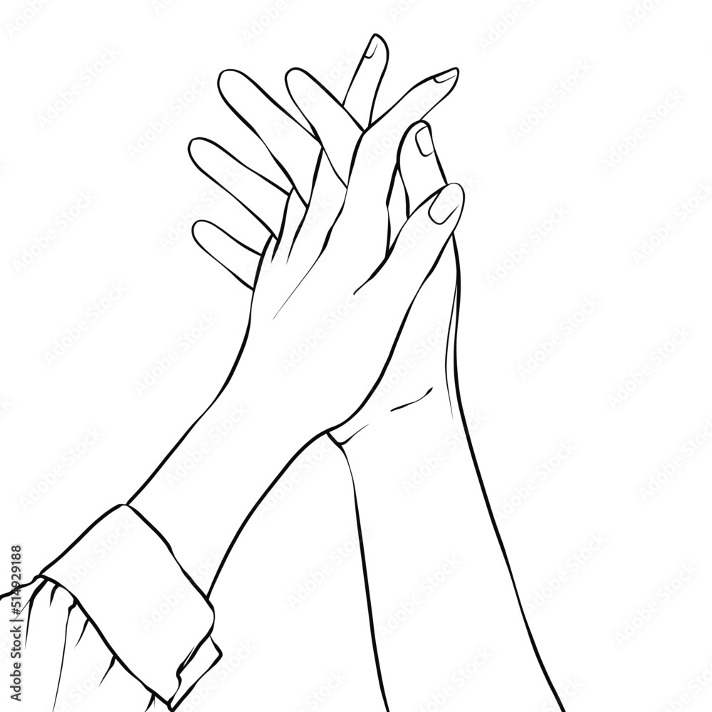 hand in hand. thin line drawing black hands .Outline Drawing . Vector ...