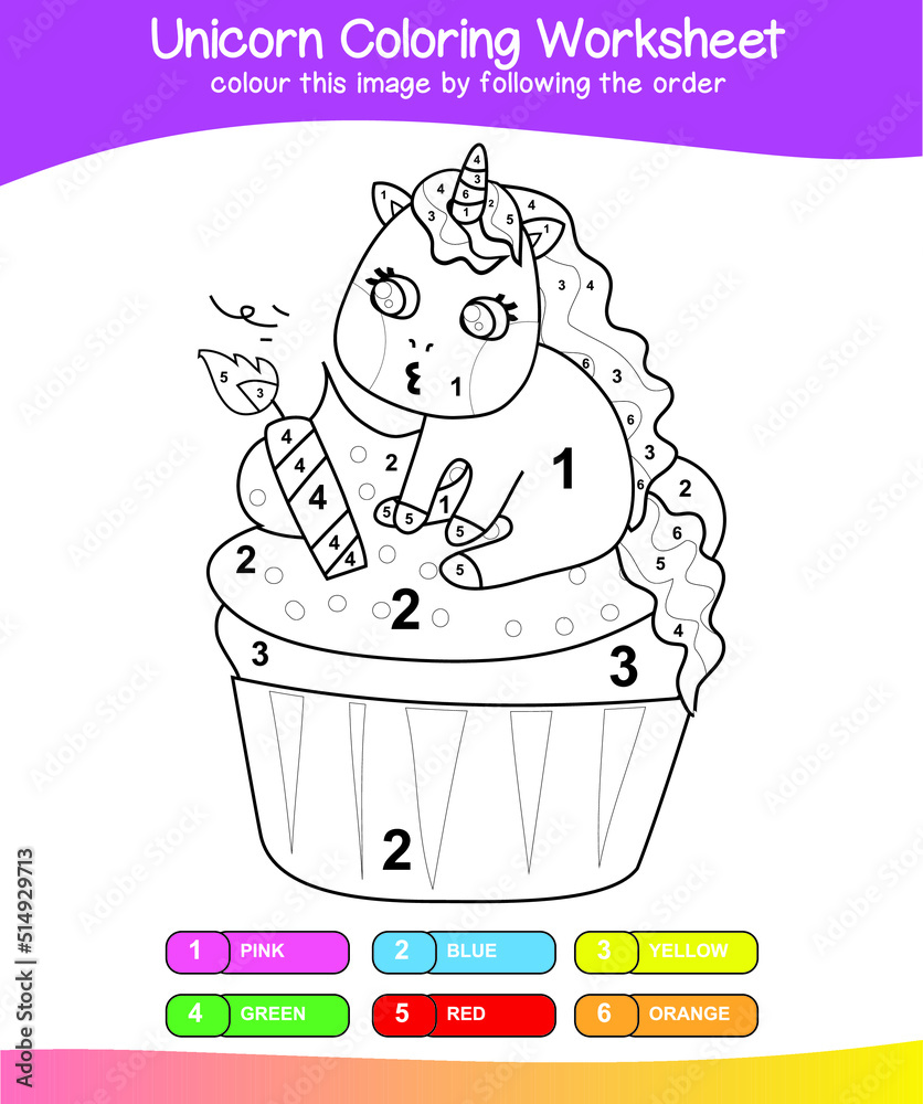 Unicorn coloring worksheet page. Coloring worksheet for preschool ...