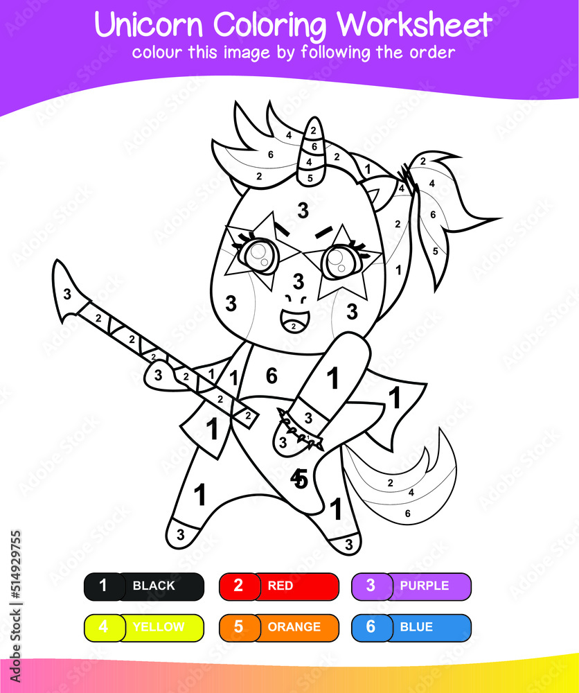 Unicorn coloring worksheet page. Coloring worksheet for preschool ...