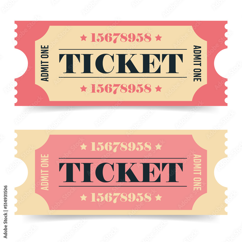 Vintage set of tickets in two colors template. Retro party invitation ...