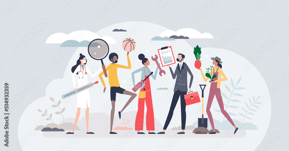 Professions as career choice different variety tiny person concept ...
